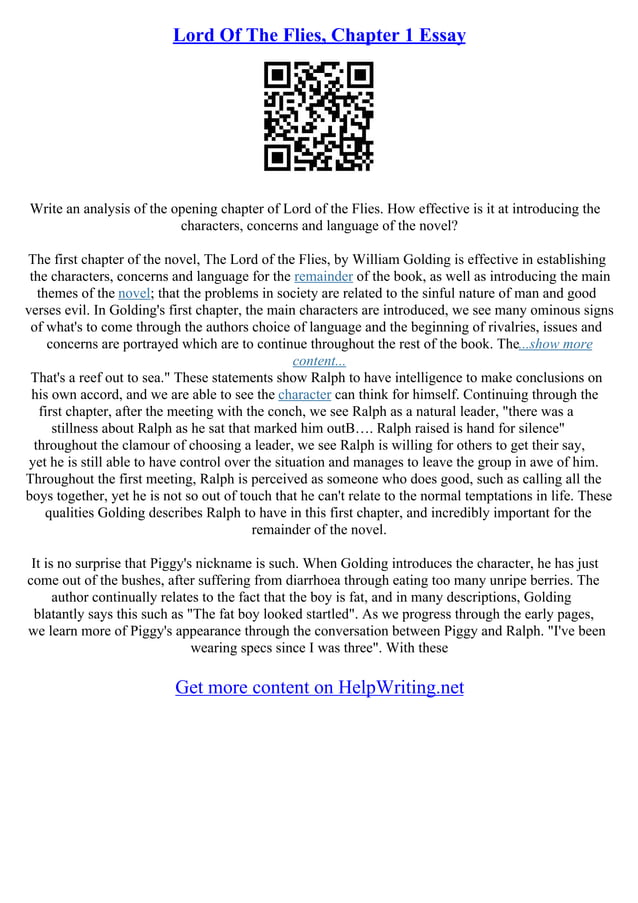 Lord Of The Flies Ralph Essay | PDF | Fiction | Books and Literature