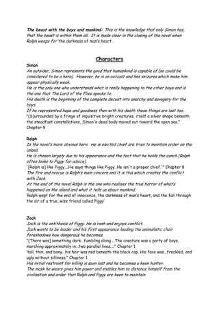 Lord of the flies revision | DOCX