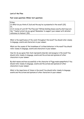 Lord of the flies revision | DOCX