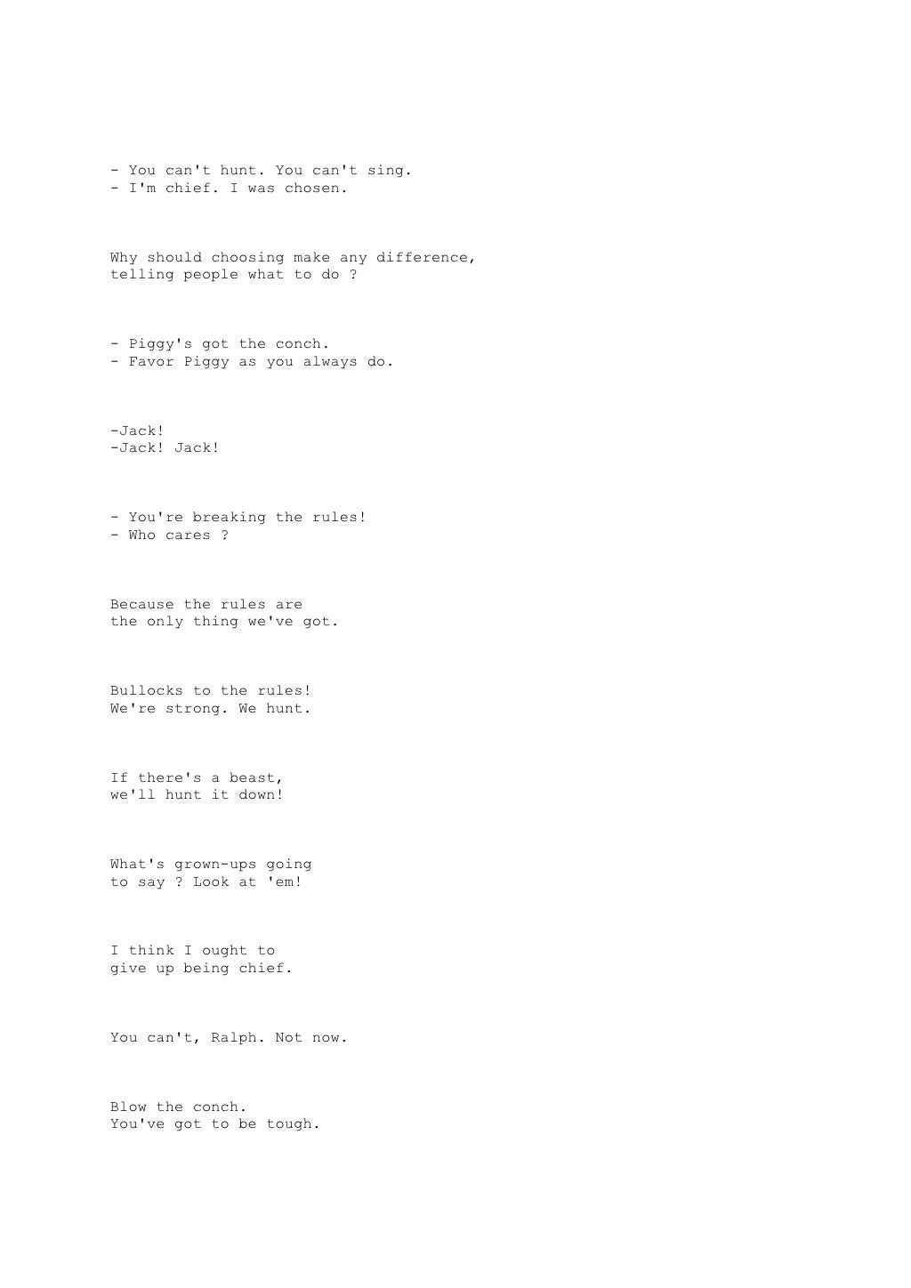 Lord of the flies script