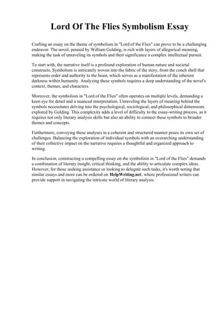 Lord Of The Flies Symbolism Essay. Housatonic Community College | PDF ...