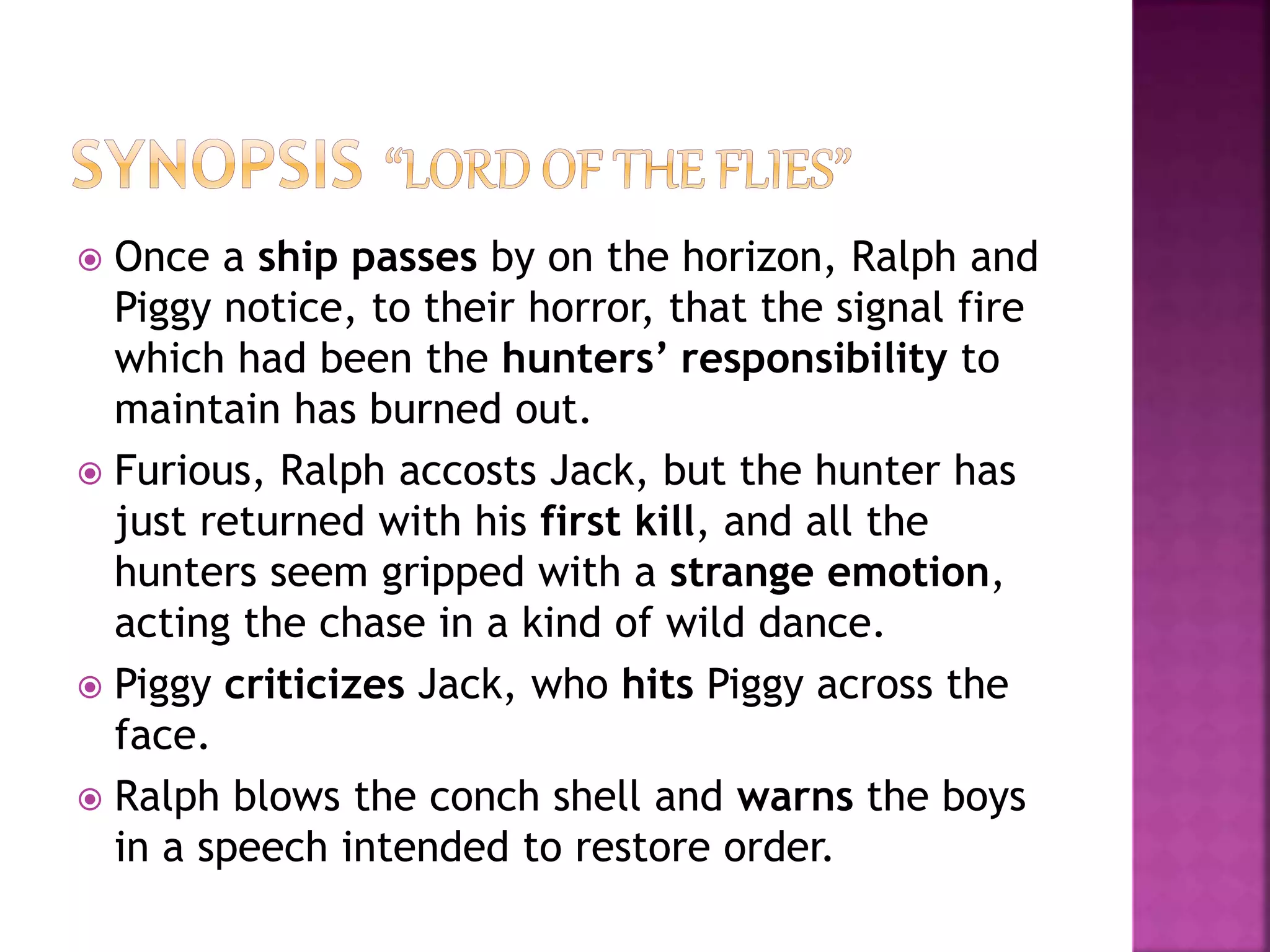 Lord of the flies synopsis | PPTX
