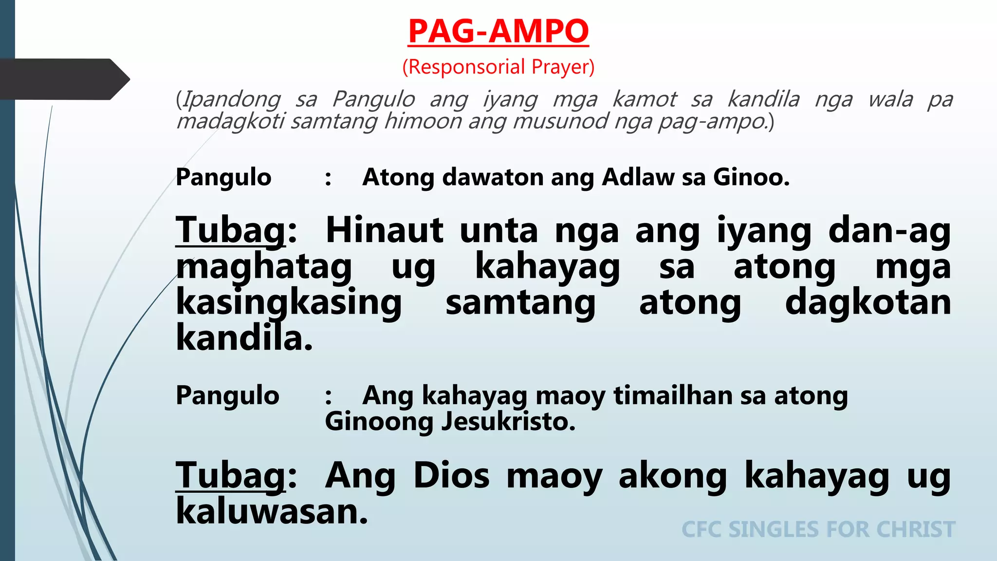 CFC LORD'S DAY CELEBRATION GUIDE (Bisaya) | PPTX