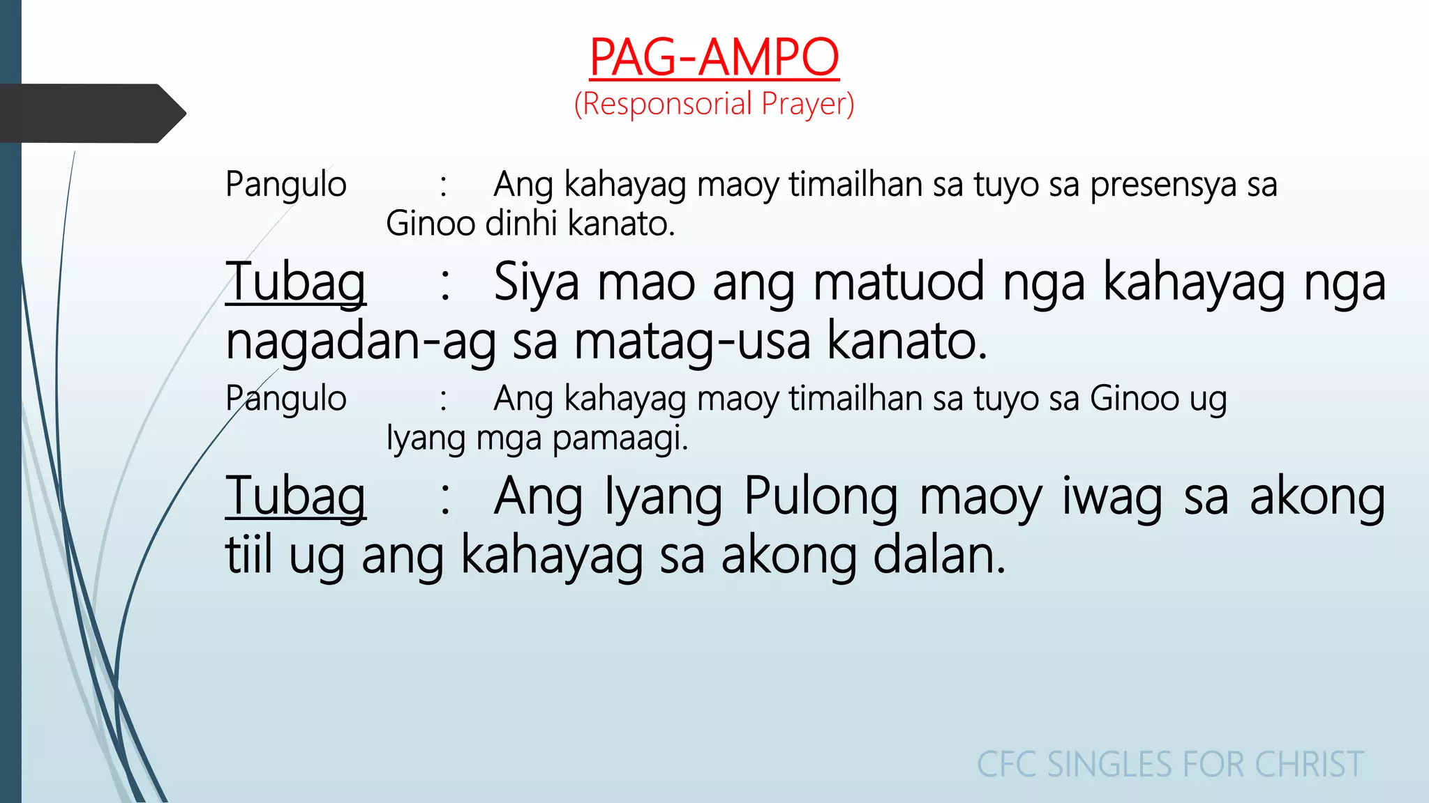 CFC LORD'S DAY CELEBRATION GUIDE (Bisaya) | PPTX