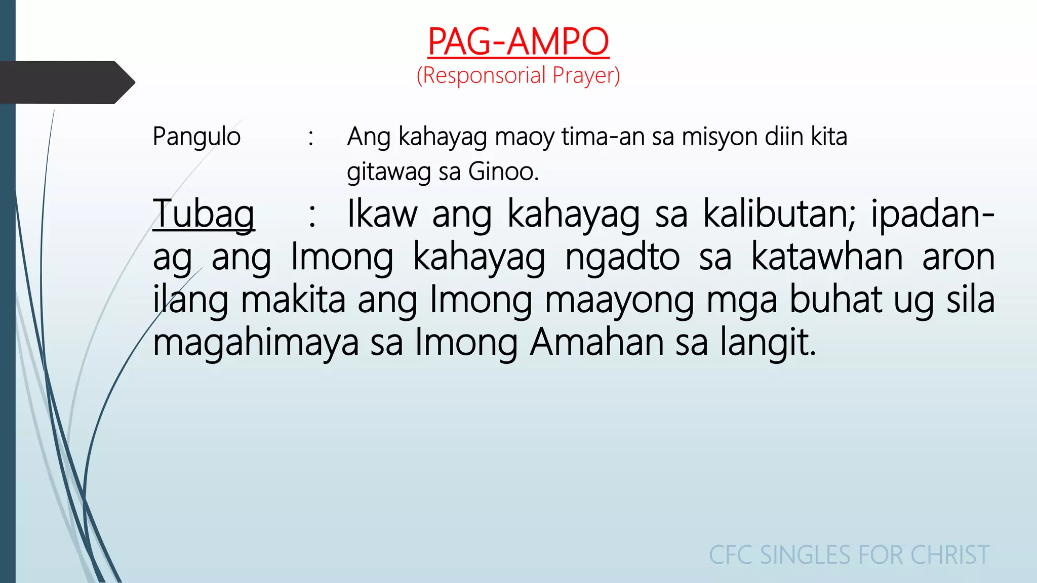 CFC LORD'S DAY CELEBRATION GUIDE (Bisaya) | PPTX