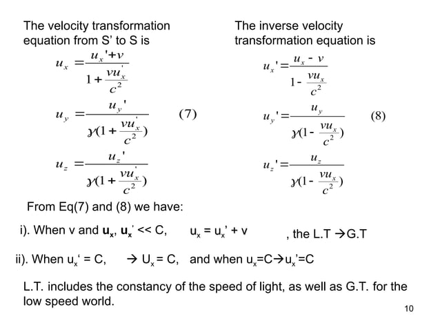 Power point on Lorentz Transformation | PPT