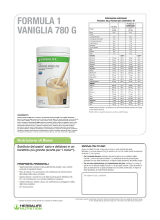 Frullato Formula 1 Herbalife Nutrition scheda nutrizionale 780g. | PDF ...