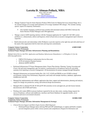 Loretta Altman Resume13(15) | DOC | Computer Software and Applications | Computing