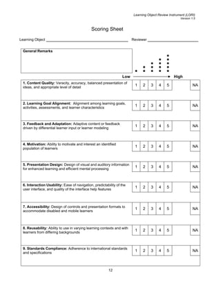 LORI (Learning Object Review Instrument) | PDF