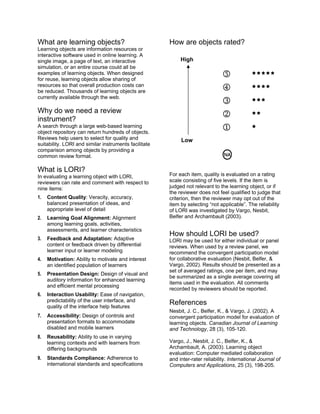 LORI (Learning Object Review Instrument) | PDF