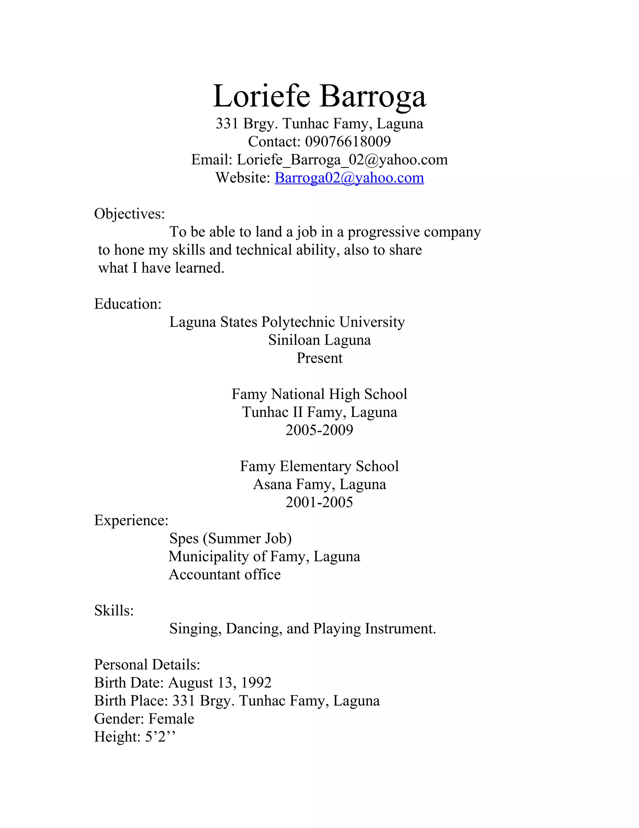 Loriefe Barroga | DOC