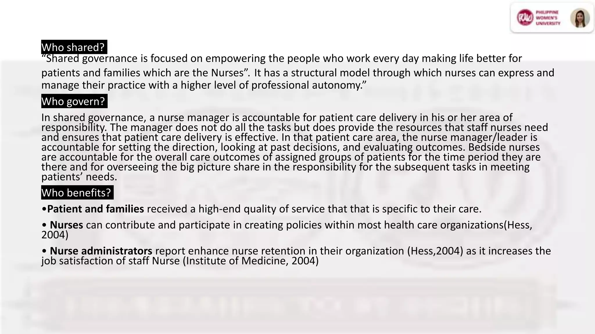 Shared Governance in Nursing | PPTX