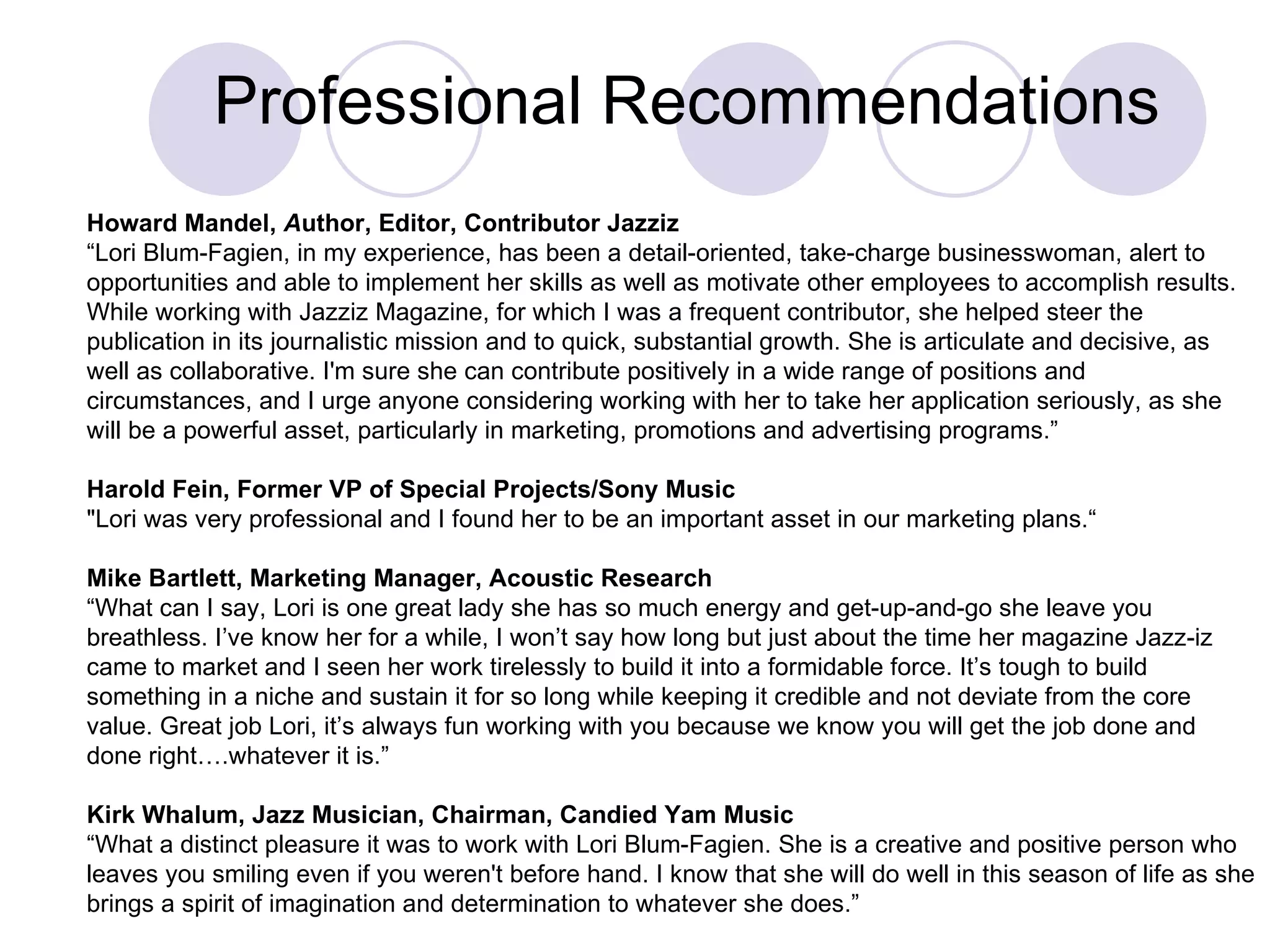 Lori Fagien Cv Presentation | PPT