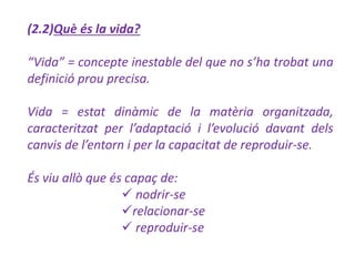 L' origen de la vida | PPT