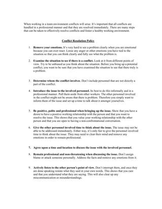 Conflict Resolution Policy | DOCX | Career Advice | Careers