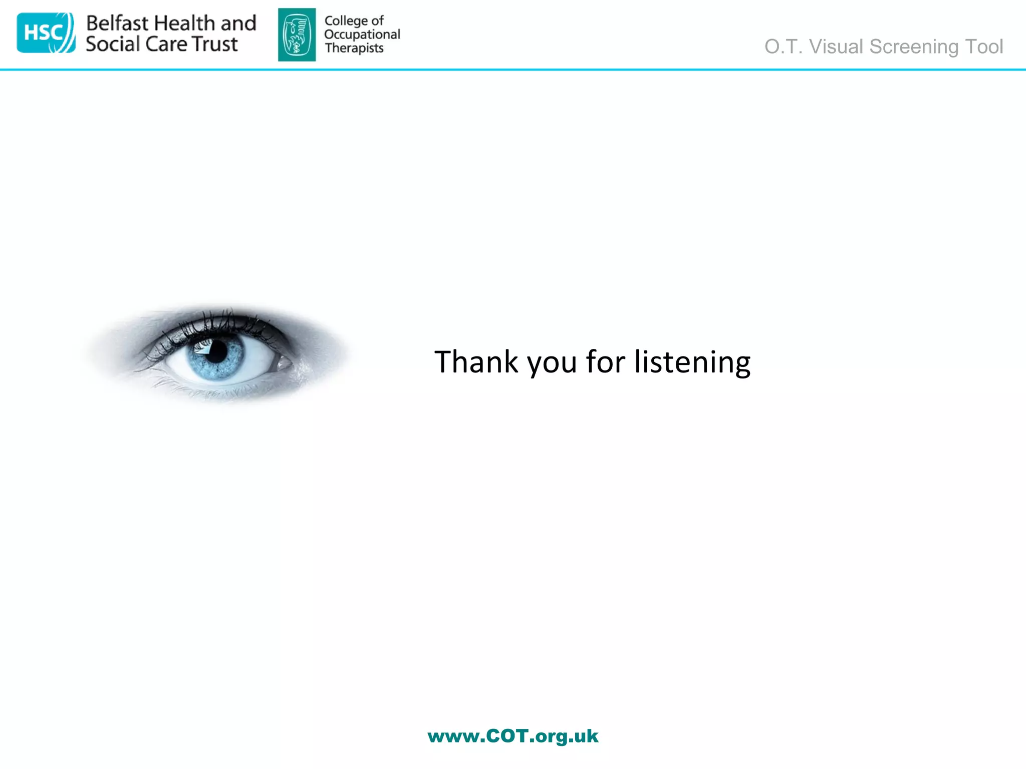 Occupational Therapy Visual Screening Tool | PPT