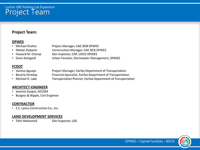Lorton VRE Parking Lot Expansion | PPT