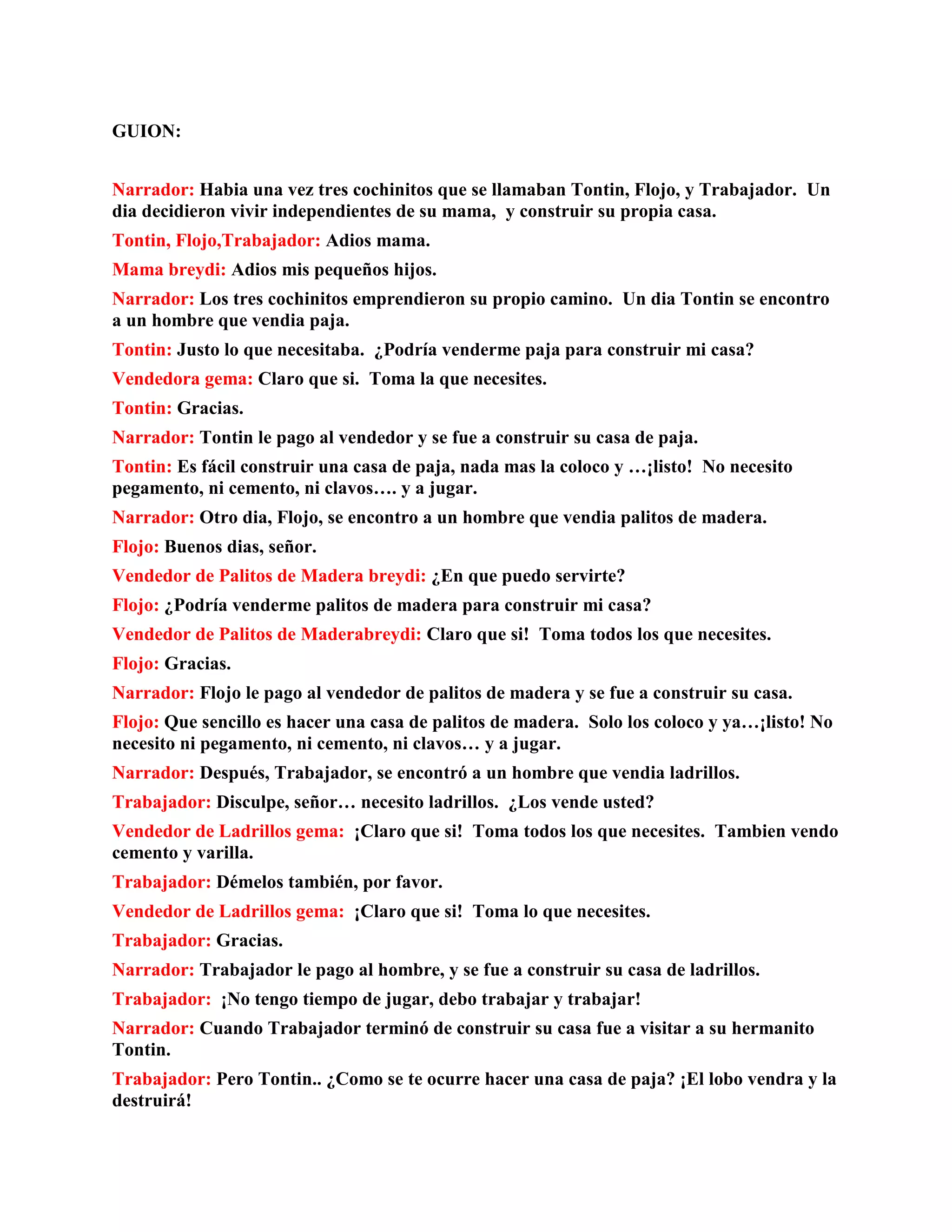 cuento los tres cerditos | DOCX