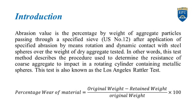 Los angeles abrasion test