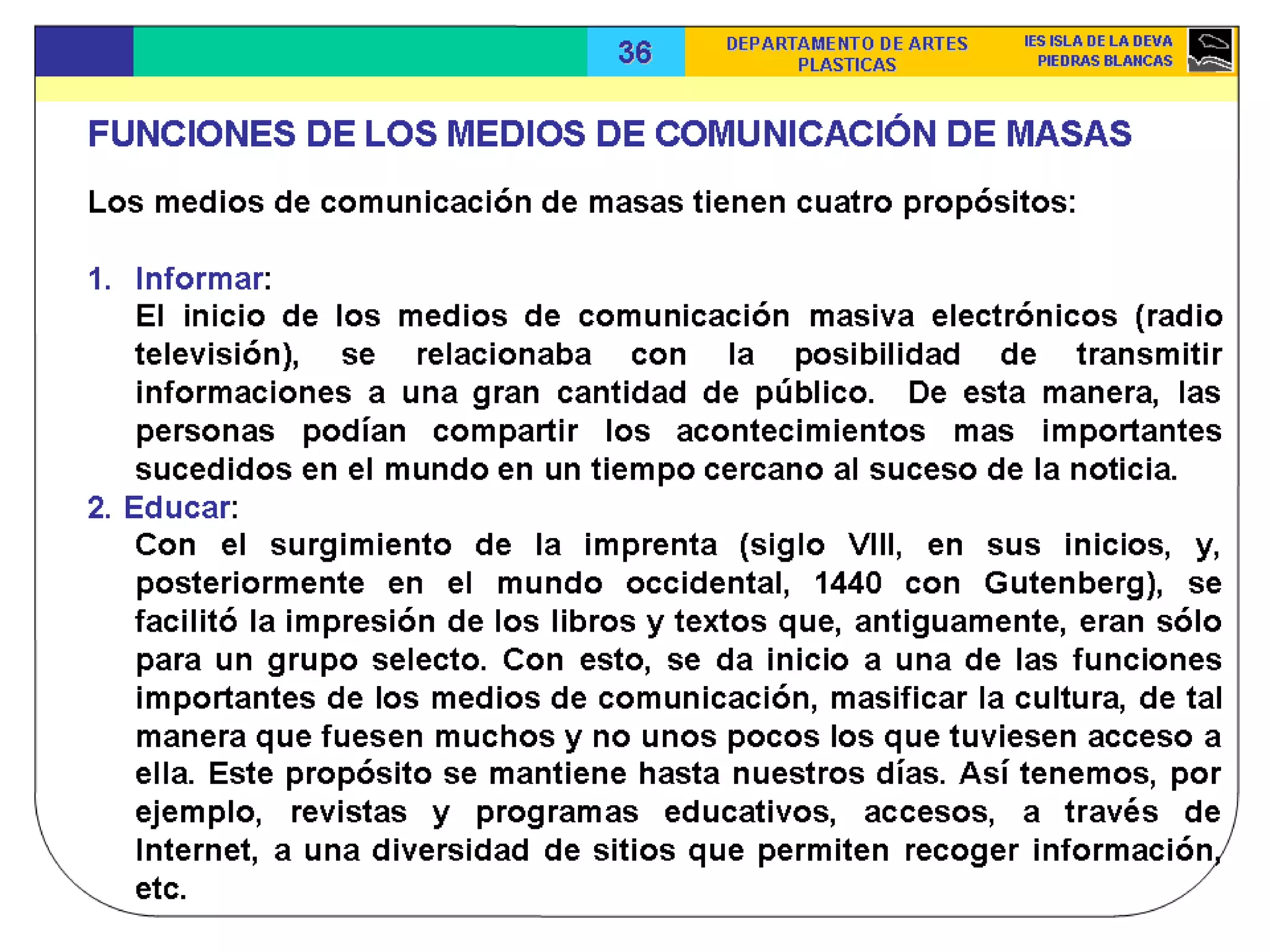 Los Medios De ComunicacióN De Masas 2b1parte | PPT