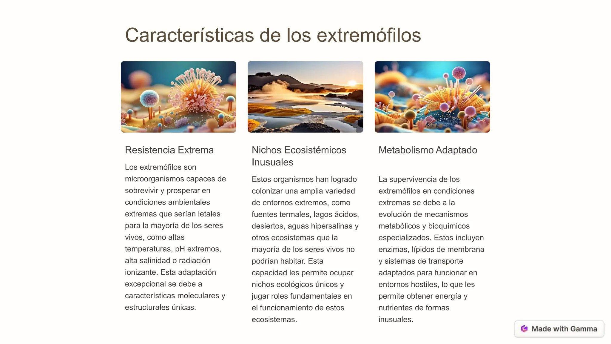 Estudio de microorganismos en ambientes extremos | PPTX