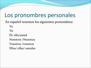 Los Pronombres Personales | ODP