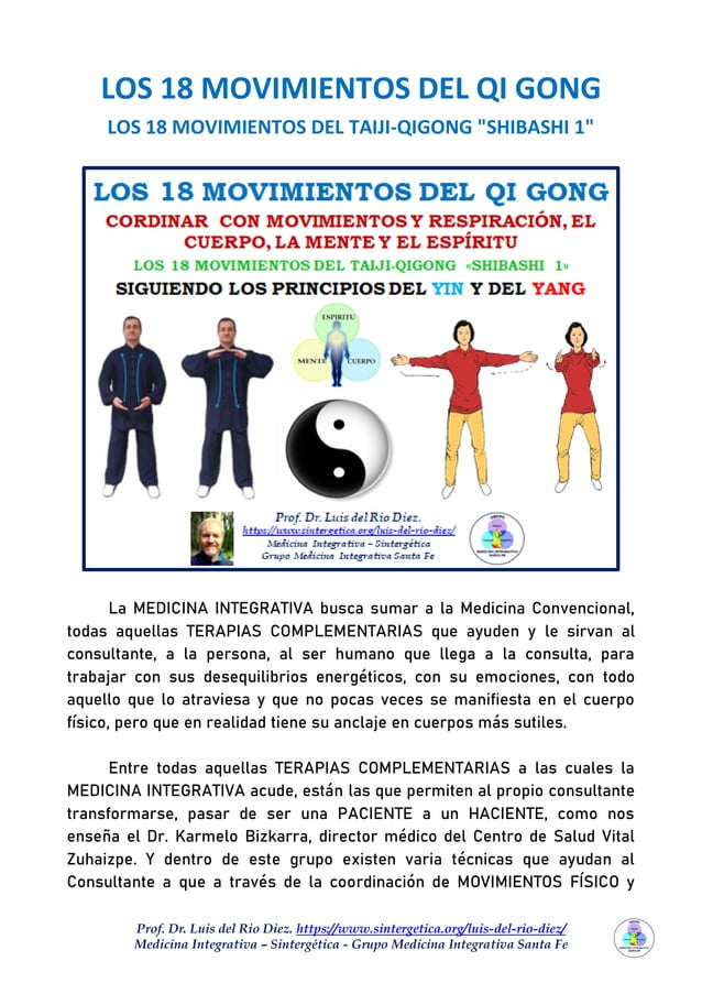 LOS 18 MOVIMIENTOS DEL QI GONG SHIBASHI 1 TAIJI-QIGONG | PDF