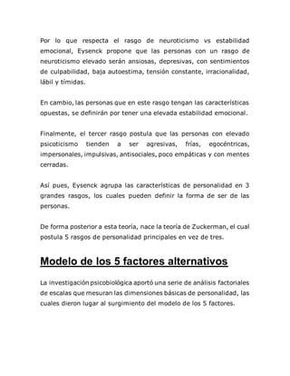 Los 5 grandes rasgos de personalidad | DOCX