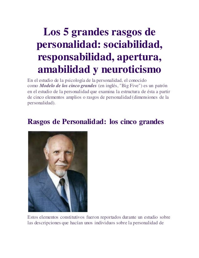 Los 5 grandes rasgos de personalidad