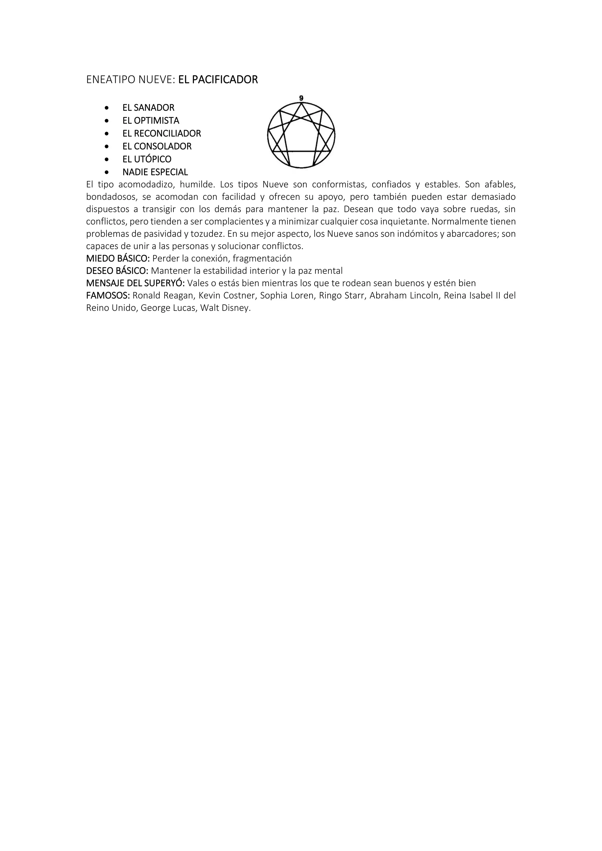 Los 9 tipos de personalidad o eneatipos del eneagrama | PDF