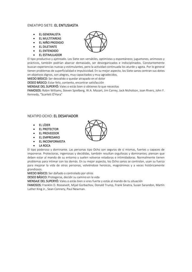 Los 9 tipos de personalidad o eneatipos del eneagrama | PDF
