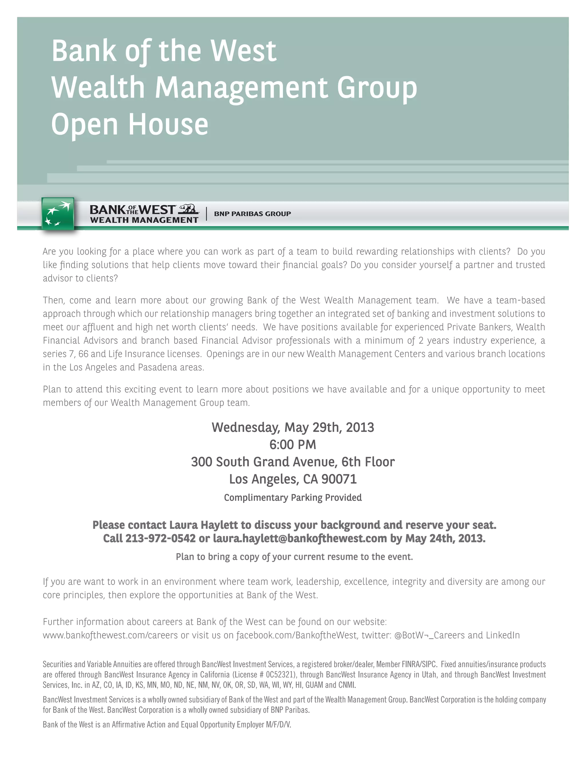 Los Angeles Wealth Management Open House Invitation 5 29-13 at 6:00 pm ...
