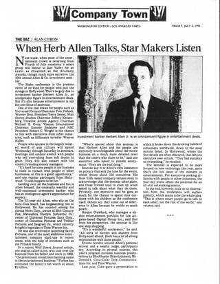 When Herb Allen Talks, Star Makers Listen | The Los Angeles Times | PDF