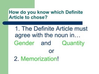 Los articulos definidos | PPTX