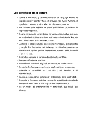 Los beneficios de la lectura | PDF