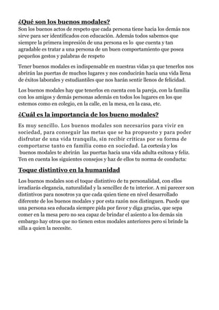 Los buenos modales y la cortesía | DOCX
