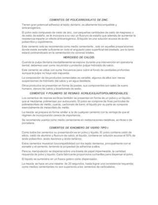 Los cementos dentales | DOCX