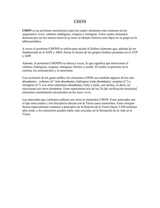 Los chonps y los carbohidratos | DOCX
