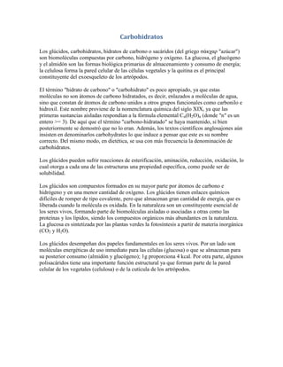 Los chonps y los carbohidratos | DOCX