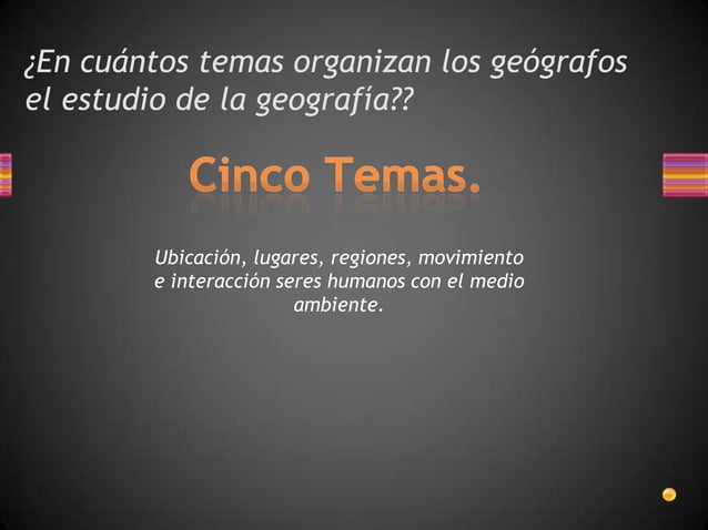 Los cinco temas esenciales de la geografía | PPTX