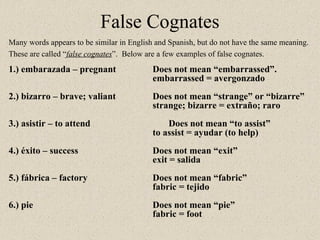 Los Cognados y Cognados falsos | PPT