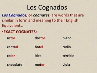 Los Cognados y Cognados falsos | PPT