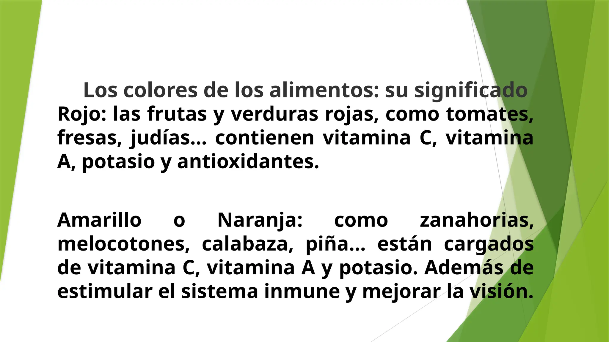 Los colores de los alimentos, vitaminas y minerales. | PPTX | Healthy ...