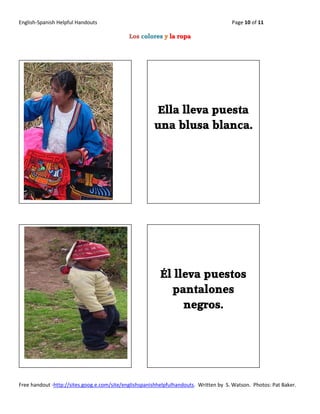 Los Colores Y La Ropa-English-Spanish Helpful Handouts | PDF