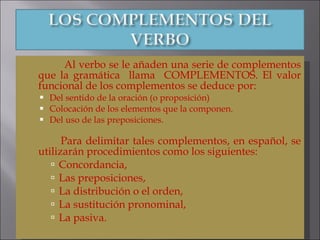 Los complementos del verbo | PPT