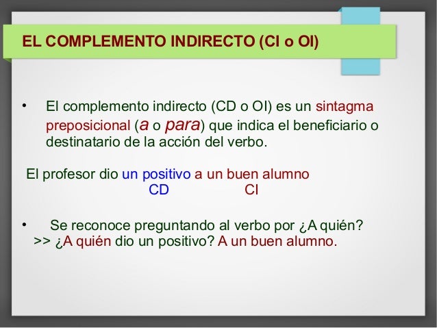 Los complementos del verbo, cd y ci