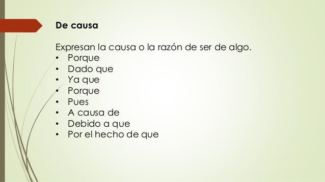 Conectores Causa Y Consecuencia - slingo