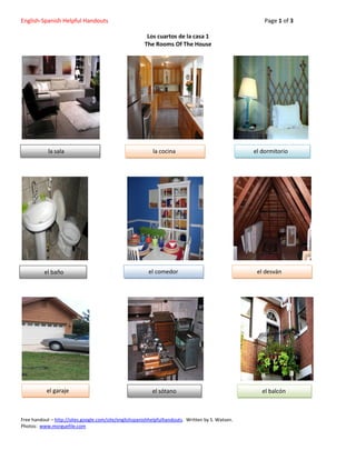 English-Spanish Helpful Handouts-Los Cuartos De La Casa | PDF