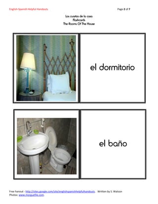 English-Spanish Helpful Handouts-Los Cuartos De La Casa Flashcards ...