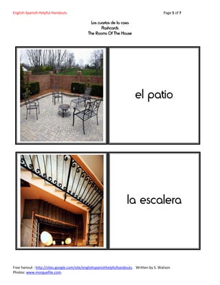 English-Spanish Helpful Handouts-Los Cuartos De La Casa Flashcards | PDF